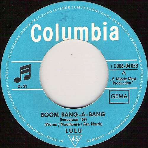 Lulu - Boom Bang-A-Bang (Eurovision' 69) (7", Single) - Vinyl ...