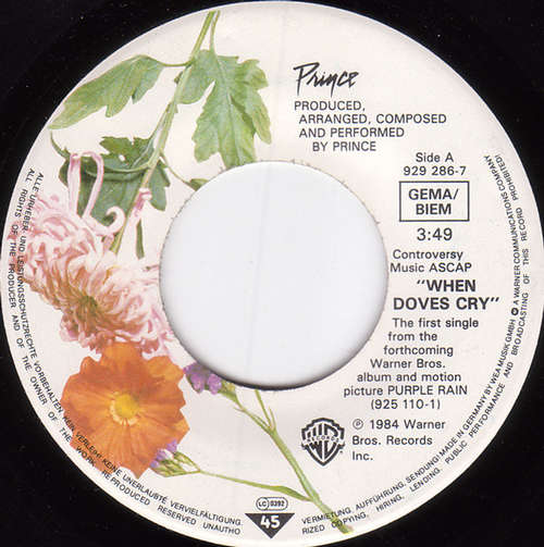 Prince - When Doves Cry (7", Single) - Vinyl Schallplatten Shop ...
