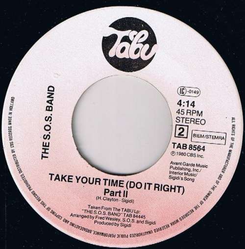 The S.O.S. Band - Take Your Time (Do It Right) (7", Single) - Vinyl ...