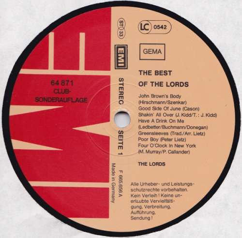 The Lords - The Best Of The Lords (LP, Comp, Club) - Vinyl ...